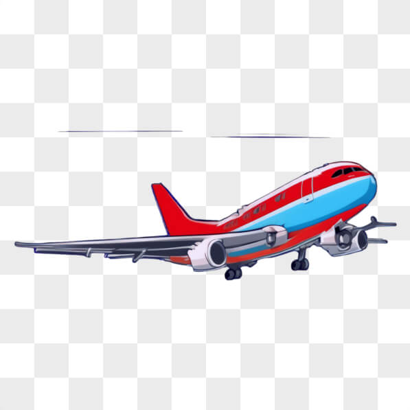 Download Red, Blue, and White Airplane Flying in the Dark Cartoons ...