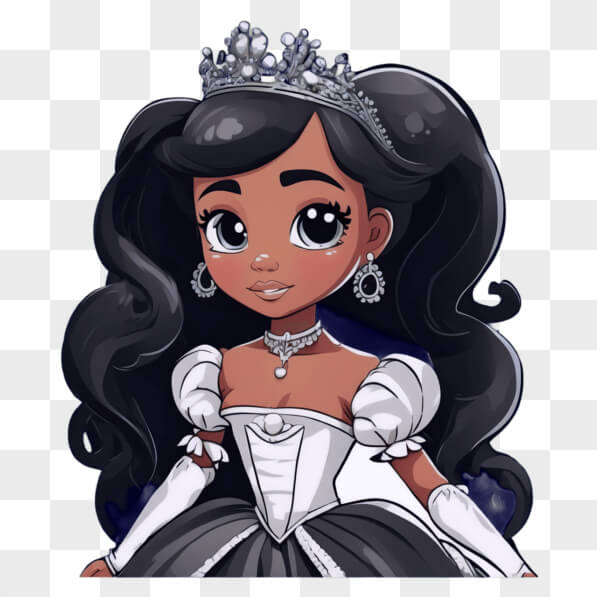 Download Elegant Cartoon Princess in White Dress and Tiara Cartoons ...