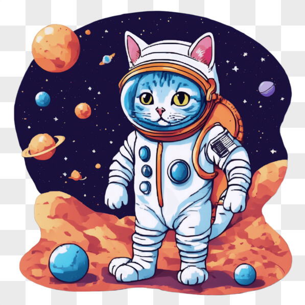 Download Cat Astronaut on the Moon with Planets Cartoons Online ...