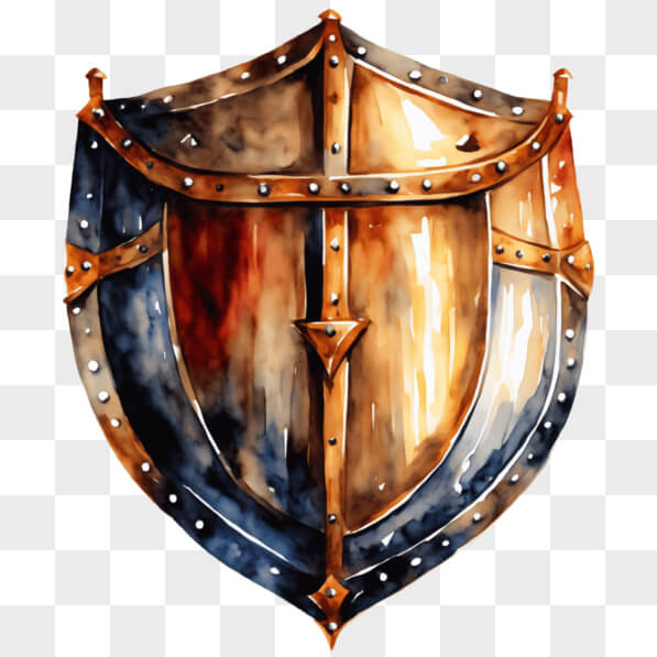 Download Watercolor Painting of Armored Shield with Rivets and ...
