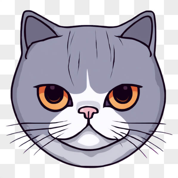 Download Gray Cat Face with Orange Eyes Cartoons Online - Creative Fabrica