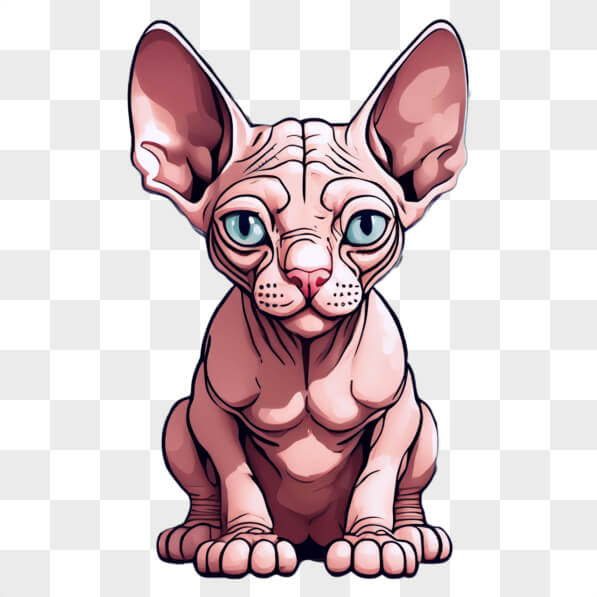 Download Cartoon Cat with Blue Eyes - Illustration of Sphynx Cats ...