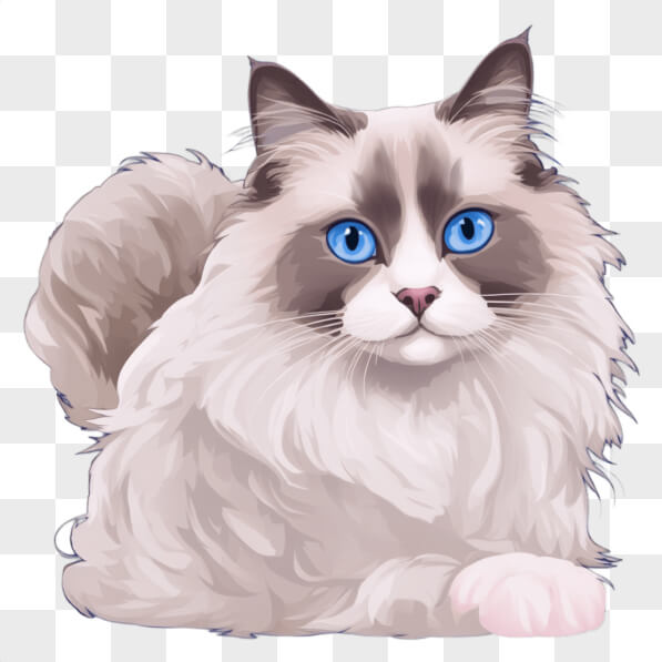 Download Comfortable White and Gray Cat with Blue Eyes Sitting on ...