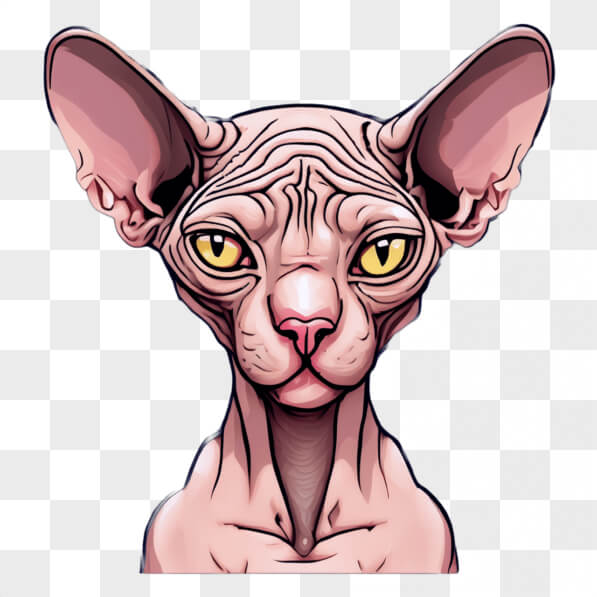 Download Pink Hairless Cat with Yellow Eyes Illustration Cartoons ...