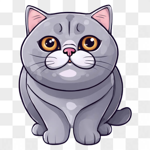 Download Curious Gray Cat Sitting Down Cartoons Online - Creative Fabrica