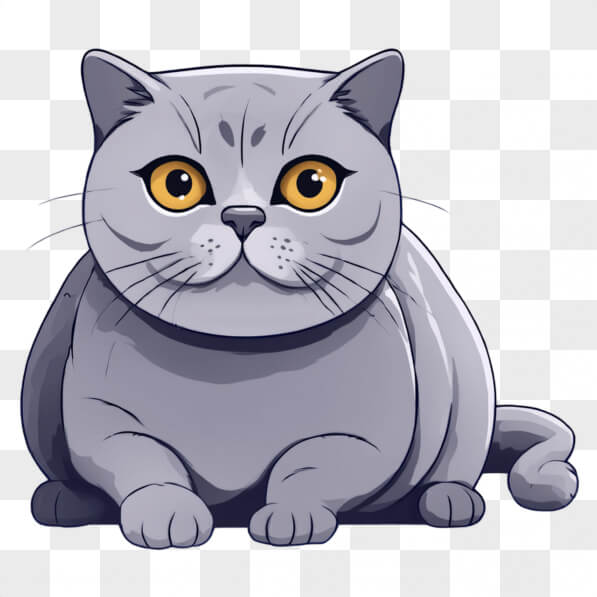 Download Gray Cat with Yellow Eyes Sitting Down Cartoons Online ...