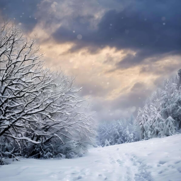 Download Snowy Landscape with Trees and Overcast Sky Backgrounds Online ...