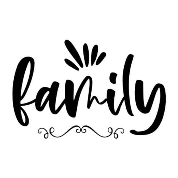 Download Family Word Art on White Background with Ornamental Border ...