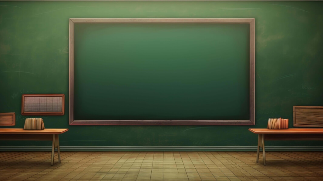Download Empty Classroom with Green Chalkboard and Desks Backgrounds ...