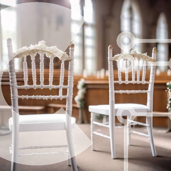 Elegant White Chairs for Wedding Ceremony in Church stock photo ...