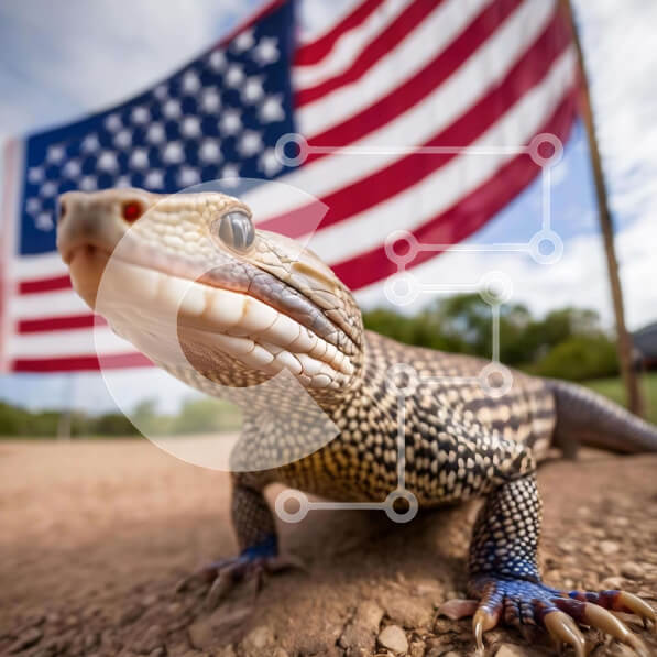 Curious Lizard with American Flag stock photo | Creative Fabrica
