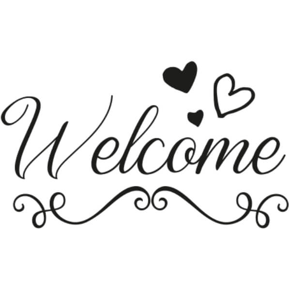 Download Welcome Sign with Hearts and Swirls Quotes Online - Creative ...