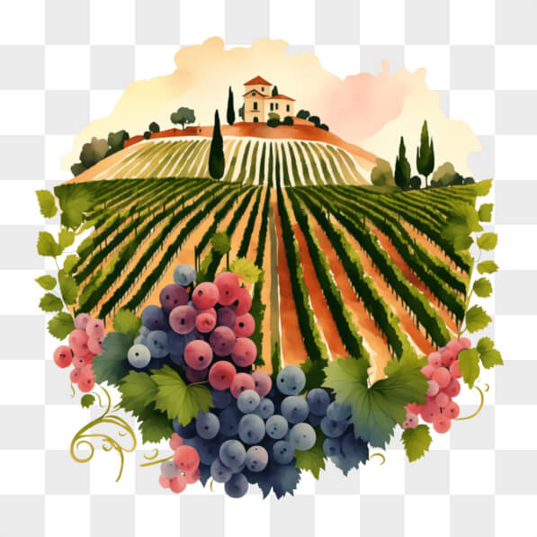 Download Vineyard in Tuscany, Italy with Grapes and Old House PNGs ...