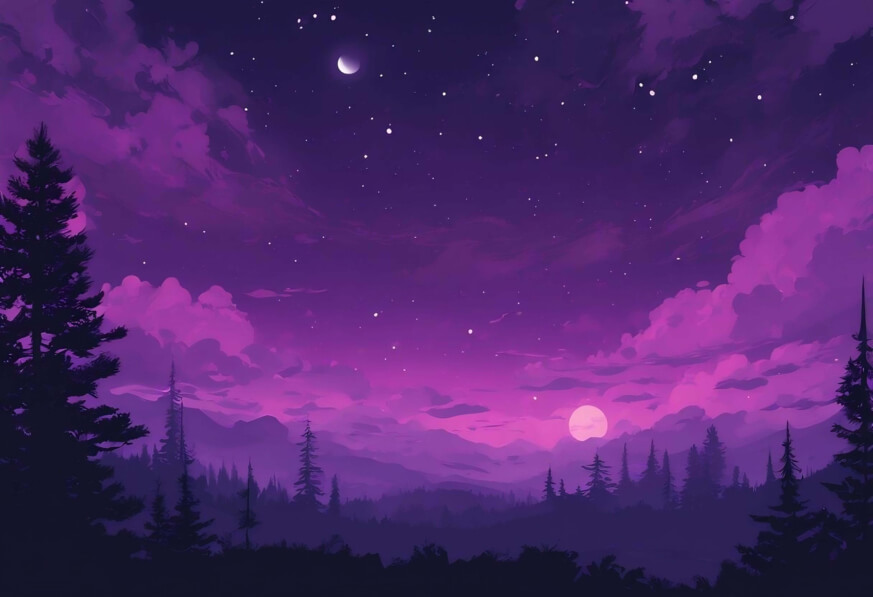 Download Purple Night Sky with Stars and Trees Backgrounds Online ...