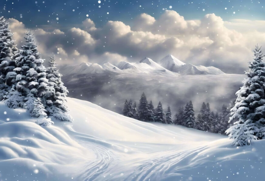 Download Snowy Landscape with Mountains Backgrounds Online - Creative ...