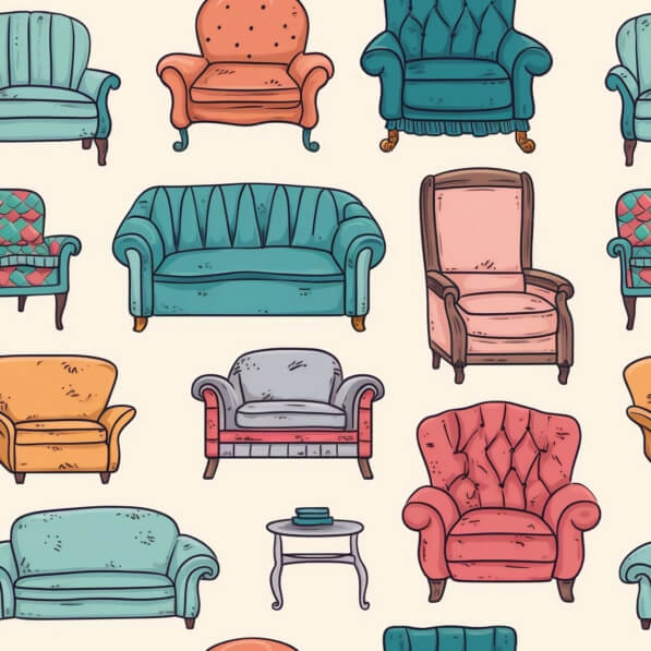 Download Seamless Pattern of Colorful Chairs and Sofas Patterns Online ...