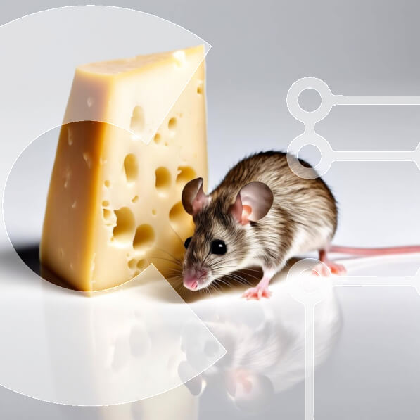 Curious Mouse and Cheese stock photo | Creative Fabrica