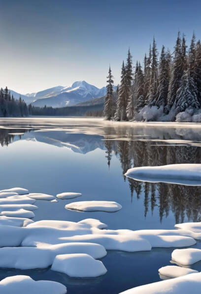 Download Frozen Lake with Snow-Covered Ice Floes in the Great Lakes ...