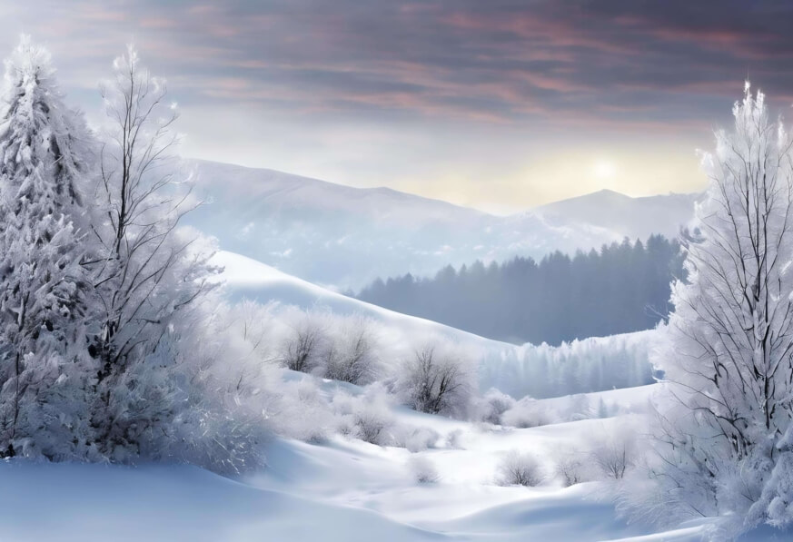 Download Snowy Landscape with Mountains in Winter Backgrounds Online ...