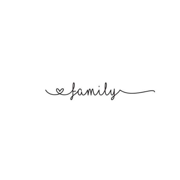 Download Black and White Cursive Family Word with Heart Outlines Quotes ...