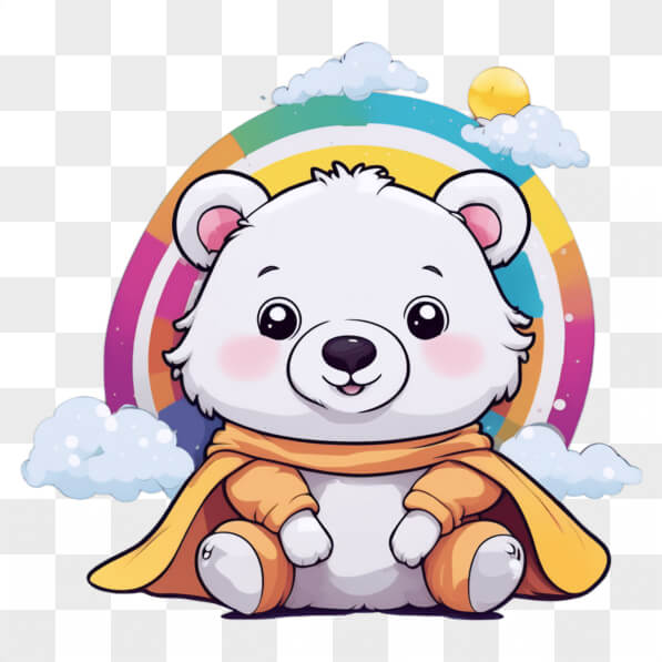 Download White Polar Bear Wearing Orange Cape in front of Rainbow ...