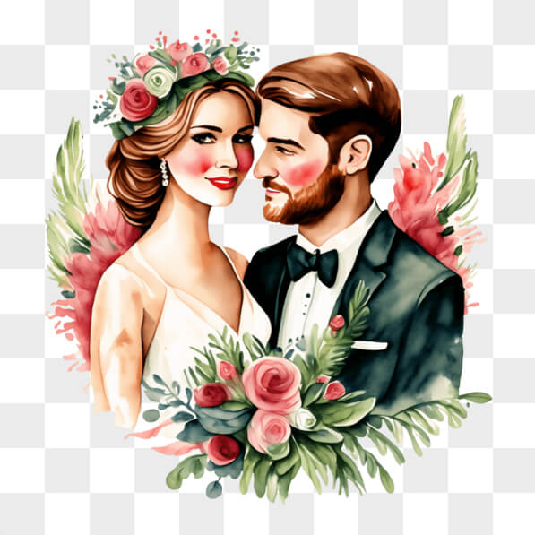 Download Watercolor Illustration of an Engaged Couple in Wedding Attire ...