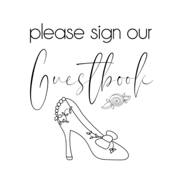 Download Wedding Shoe Invitation with 'Please Sign Our Guestbook ...