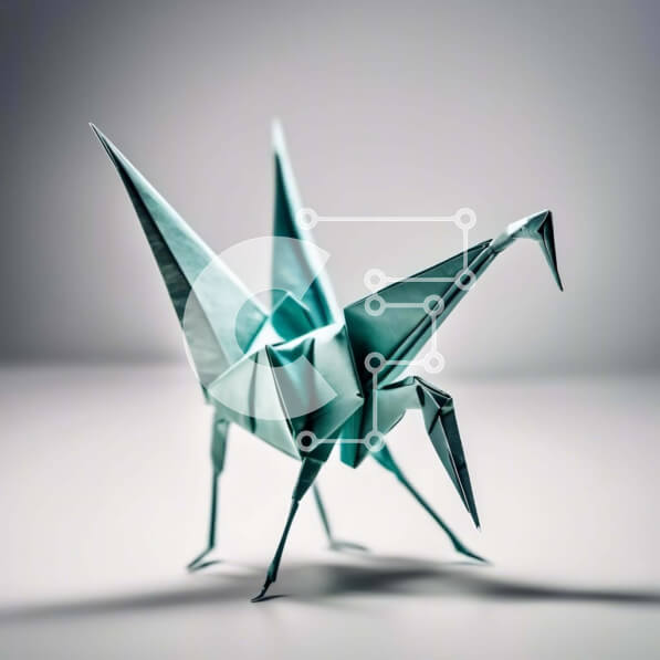 Blue Origami Crane Sculpture or Art Installation stock photo | Creative ...