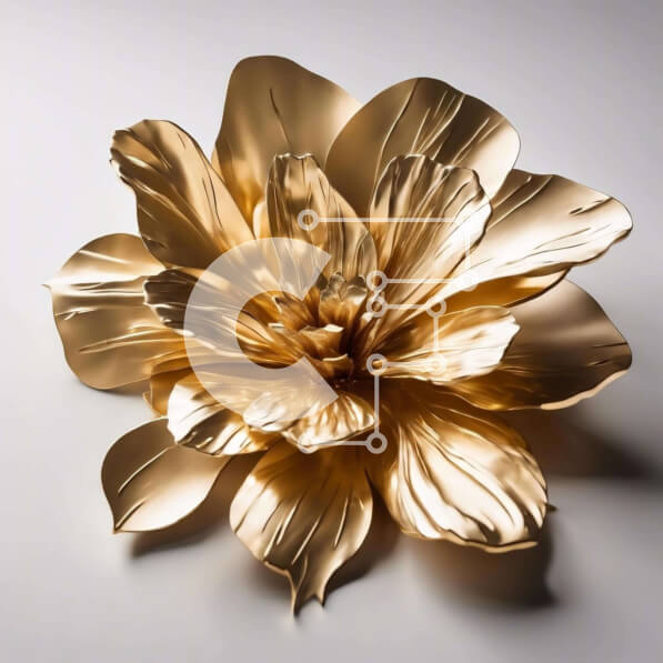 Élégante Sculpture de Fleur Dorée photo stock | Creative Fabrica