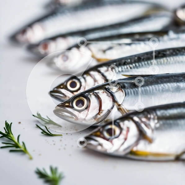 Download Sardines Presentation on White Surface with Herbs Stockphotos ...