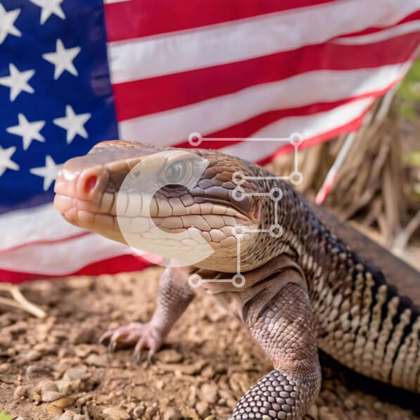 Large Lizard Resting in Front of American Flag stock photo | Creative ...