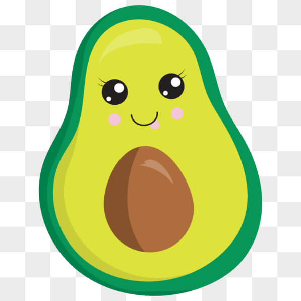 Download Cute Avocado with Smiling Face PNGs Online - Creative Fabrica
