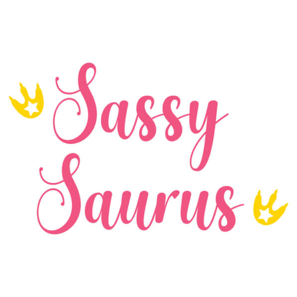Download Sassy Saurus Pink Letters on White Background with Gold Stars ...
