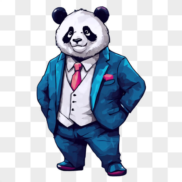 Download Panda Bear in Business: Cartoon Panda Bear in Blue Suit and ...