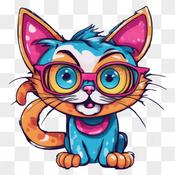 Download Cartoon Cat Wearing Colorful Glasses Cartoons Online ...