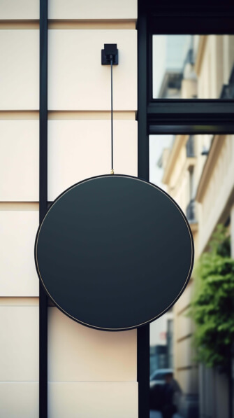 Download Black Circular Sign on Side of Empty Building Mockups Online ...
