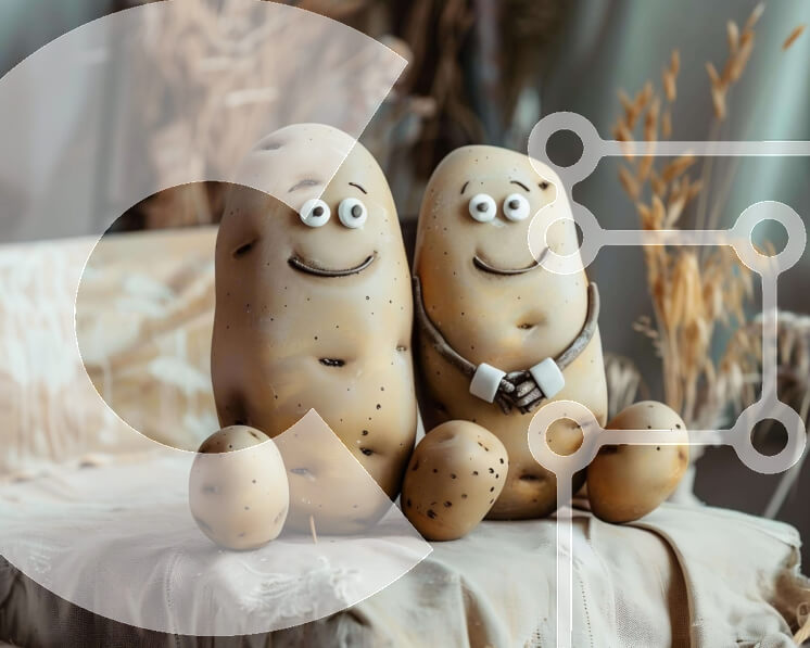Potato figurines dressed up for engagement or wedding reception stock ...
