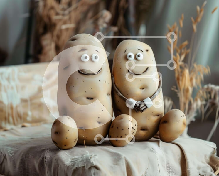 Download Engagement or wedding reception concept with potato figurines ...
