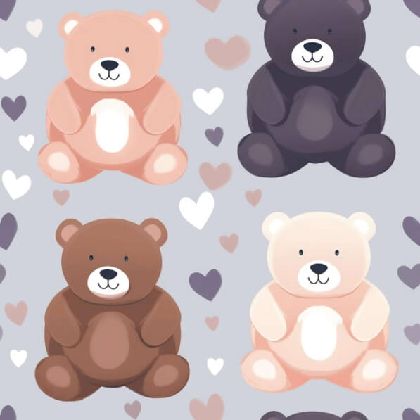 Descarga Patrón de Corazones de Ositos de Peluche Coloridos Patrones En ...