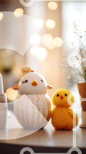 Spring Table Decor with Small Figurines and Potted Plants stock photo ...