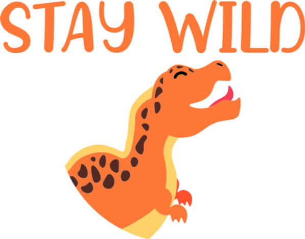 Download Smiley Faced Orange Dinosaur with 'Stay Wild' Message Quotes ...