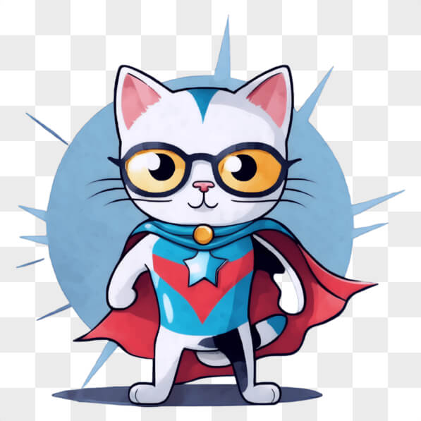 Download Superhero White Cat with Glasses and Outfit Cartoons Online ...