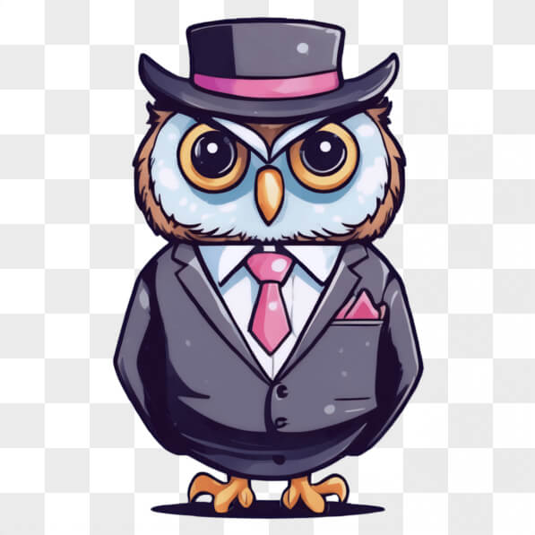 Download Owl in formal attire with suit, tie, and top hat Cartoons ...