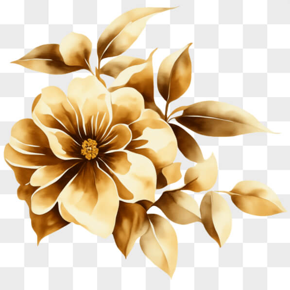 Download Gold-Colored Flower with Leaves in Foreground PNGs Online ...
