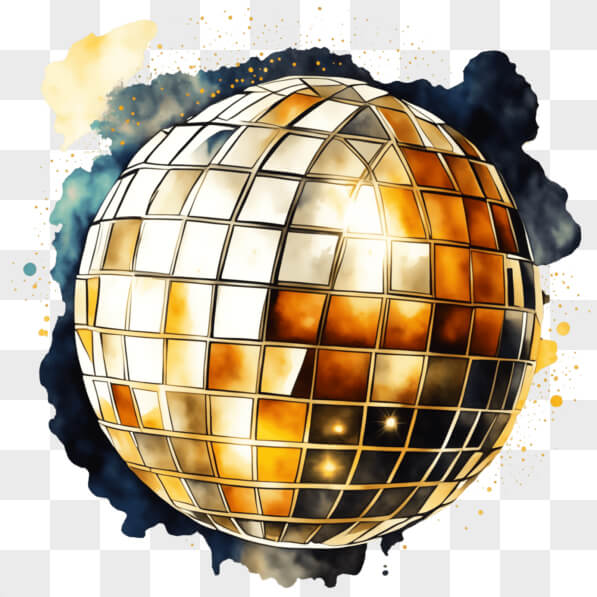 Download Floating Disco Ball with Gold and Yellow Paint Splashes PNGs ...
