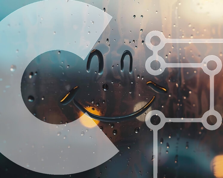 Smiley Face Advertisement on Rain-Stained Window Glass stock photo ...