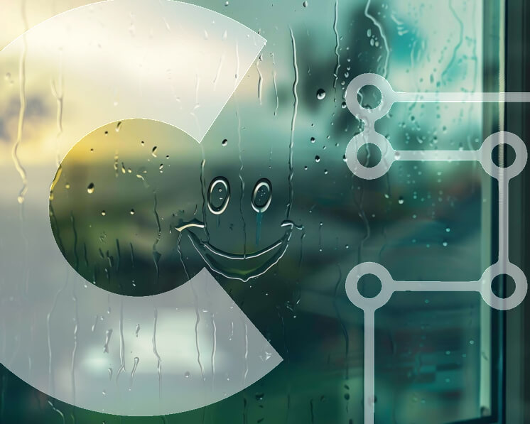 Smiley Face on Rain-Stained Window Glass stock photo | Creative Fabrica