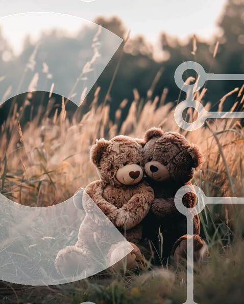 Adorable Snuggling Teddy Bears in Nature stock photo | Creative Fabrica