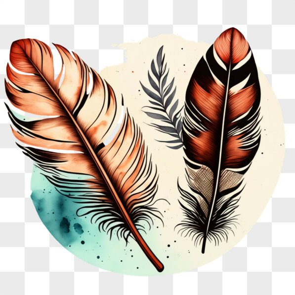 Download Vibrant Native American Feather Art in Watercolor PNG Online ...