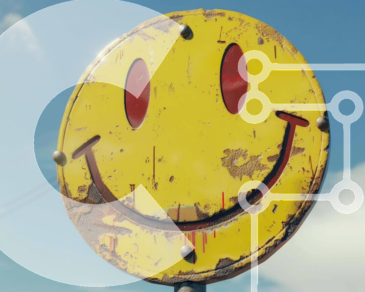 Well-Maintained Yellow Smiley Face Sign stock photo | Creative Fabrica